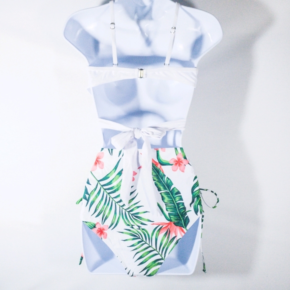 Doris | Swim | Nwot Doris White Green Tropical 3 Piece Bikini | Poshmark